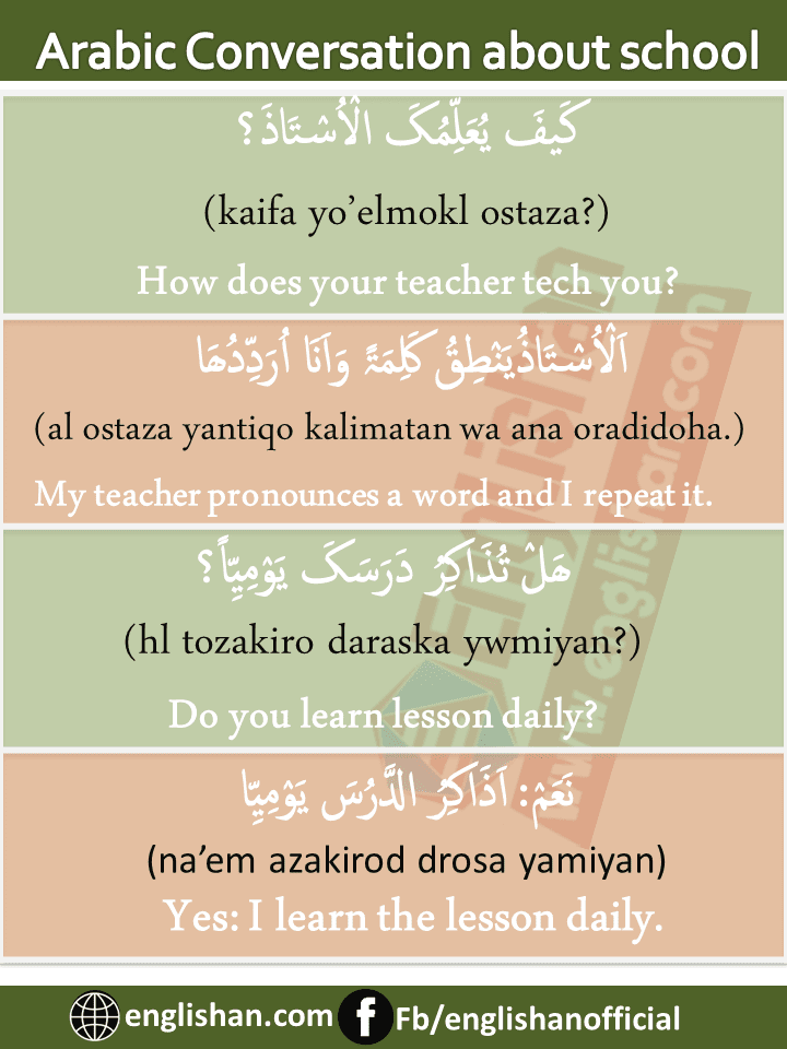 Arabic Conversation between Two Friends about studies with PDF