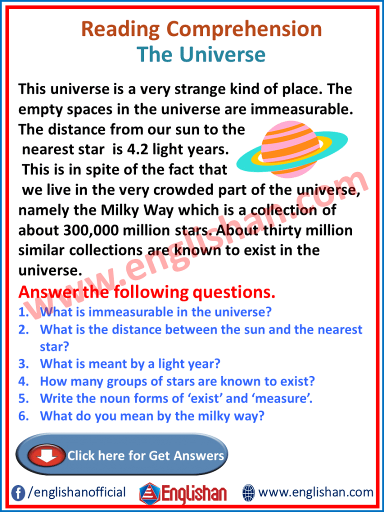 Reading Comprehension Worksheets PDF with Answer