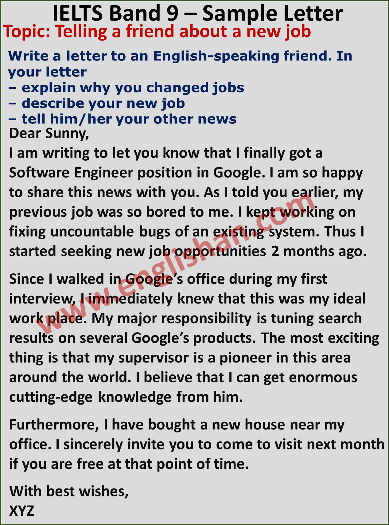 IELTS Letter Writing Samples for Band 9