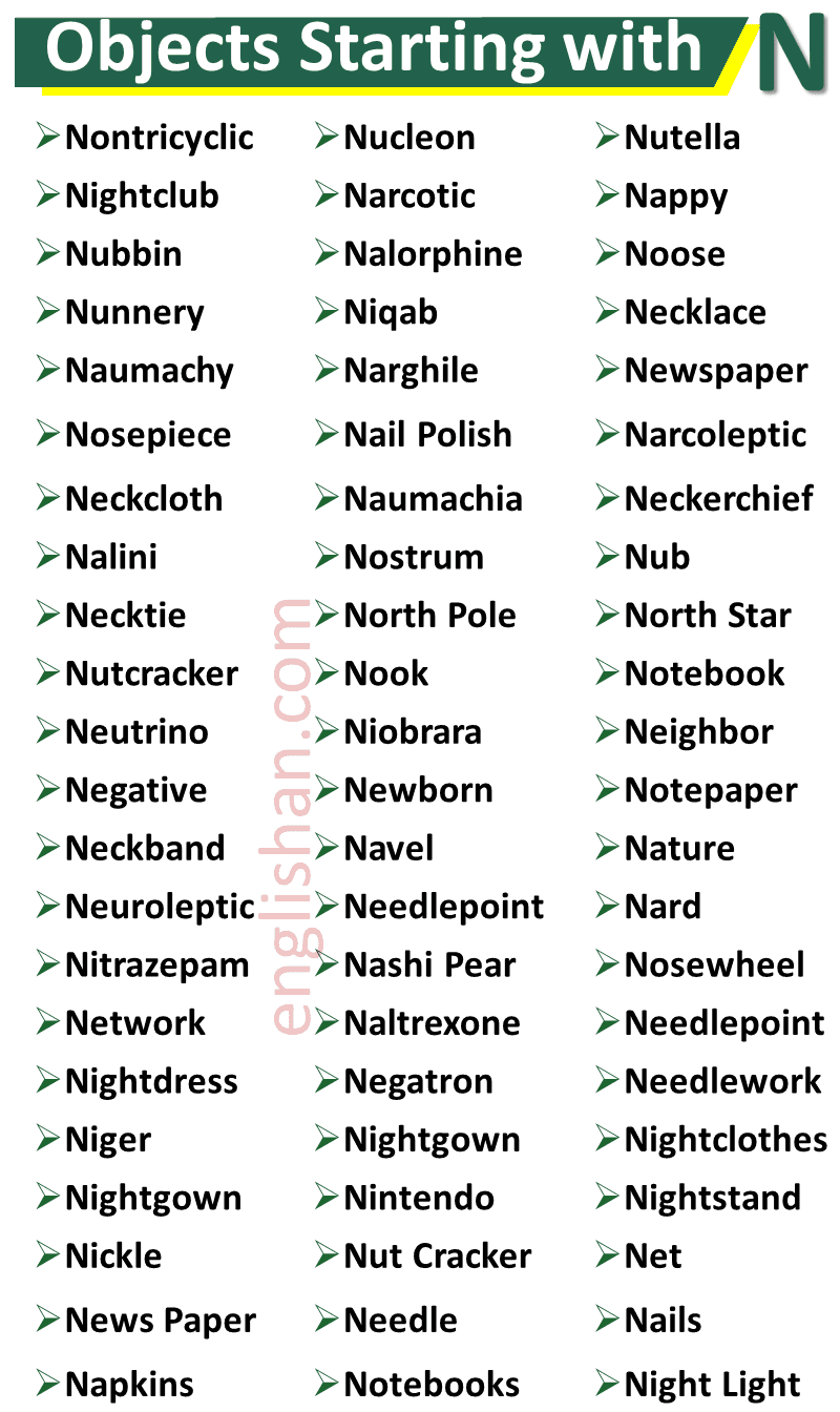1000+ List of Objects Alphabetically in English • Englishan