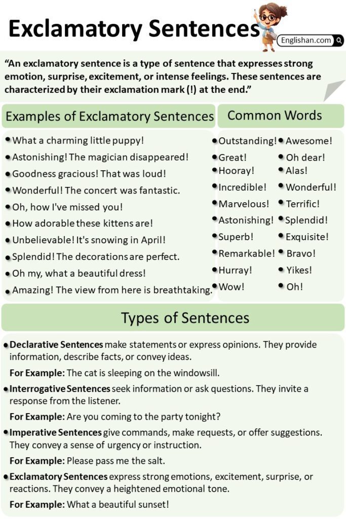 Exclamatory Sentences with Examples in English • Englishan