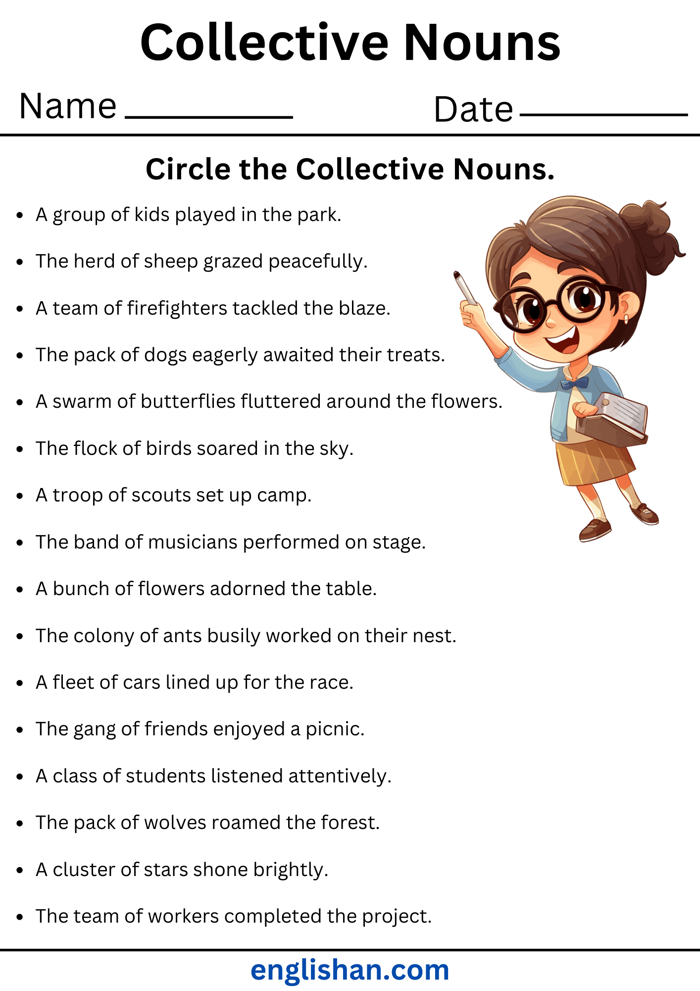 Collective Nouns Worksheet Collective Nouns Worksheets
