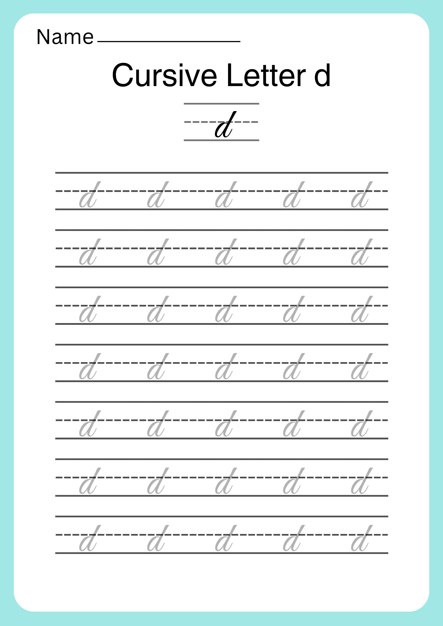 Small Letters Cursive Writing Worksheets A to Z