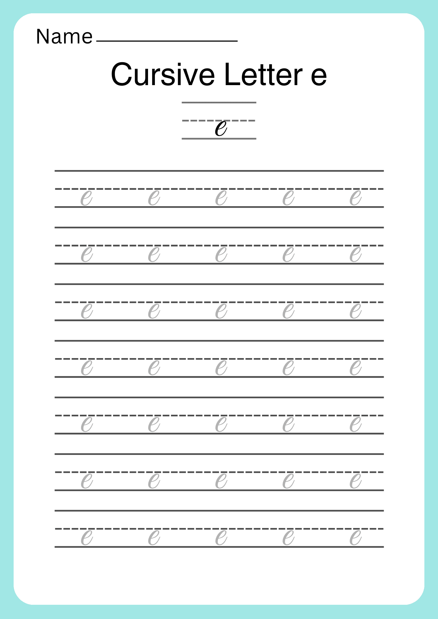 Small Letters Cursive Writing Worksheets A to Z