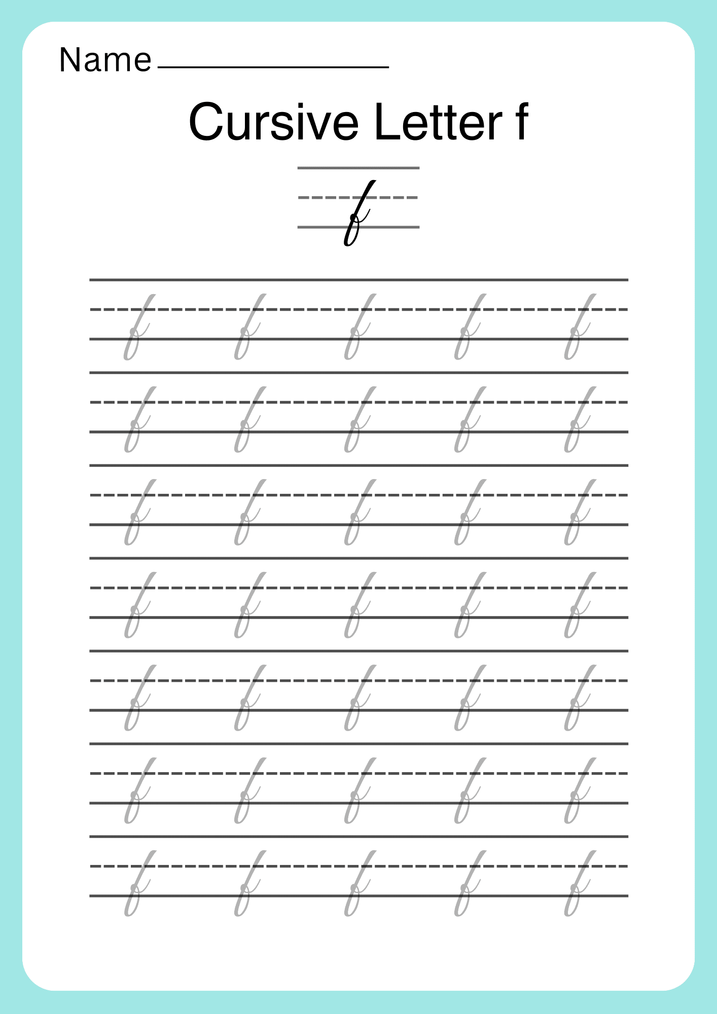 Small Letters Cursive Writing Worksheets A to Z