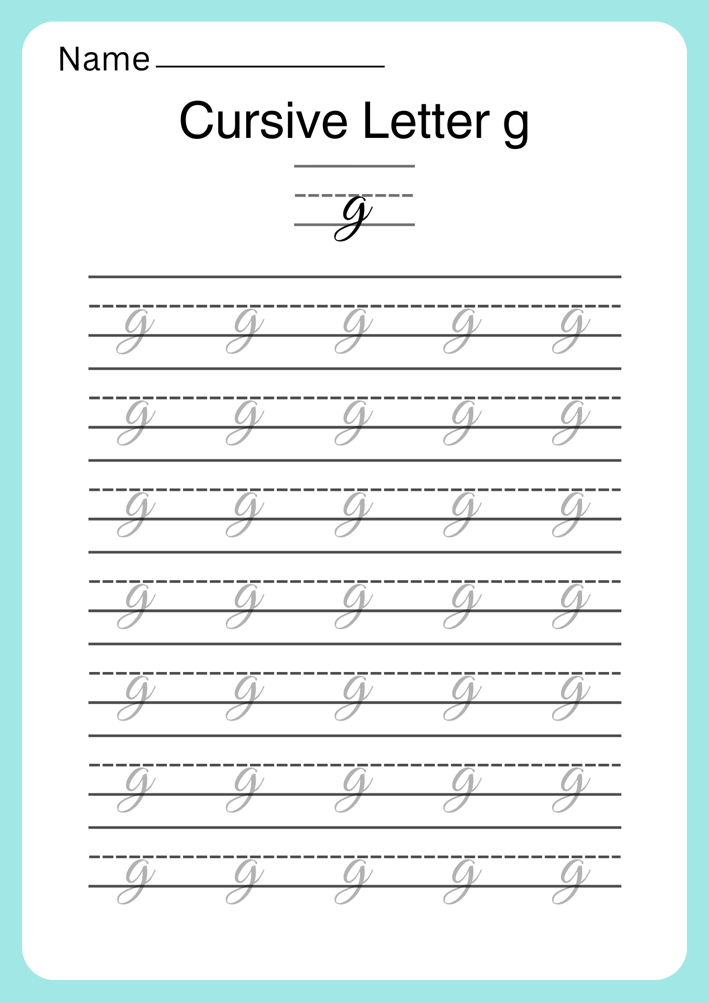 Small Letters Cursive Writing Worksheets A to Z