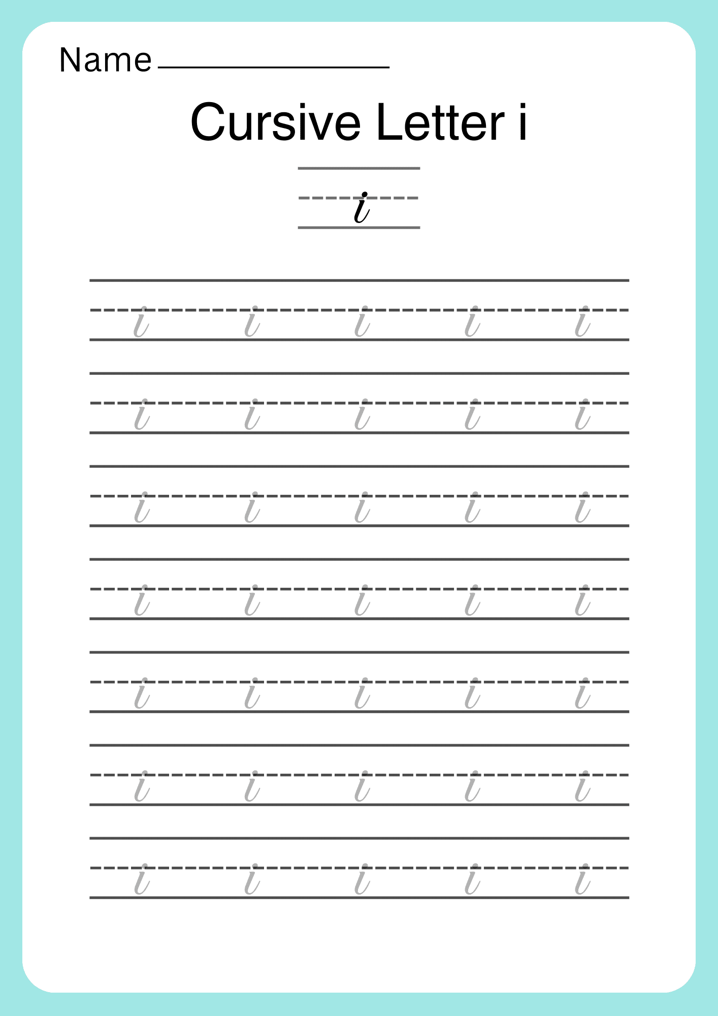 Small Letters Cursive Writing Worksheets A to Z