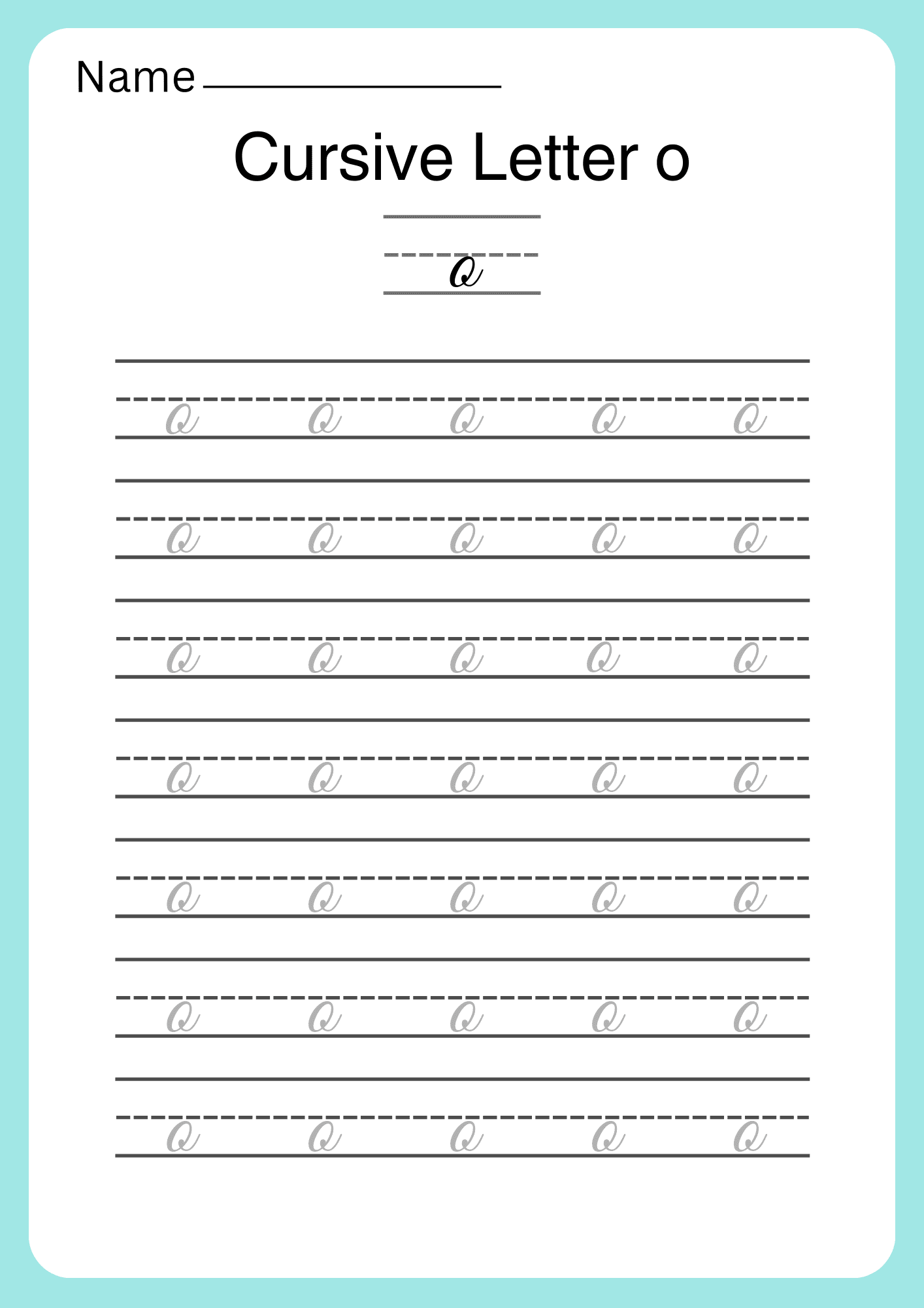 Small Letters Cursive Writing Worksheets A to Z