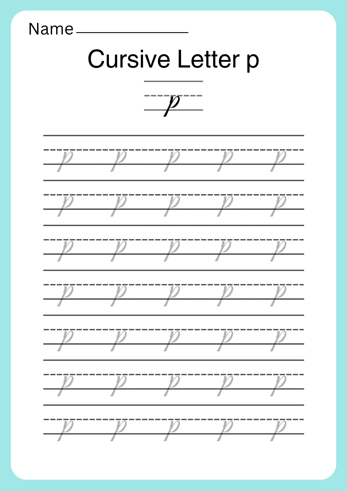 Small Letters Cursive Writing Worksheets A to Z