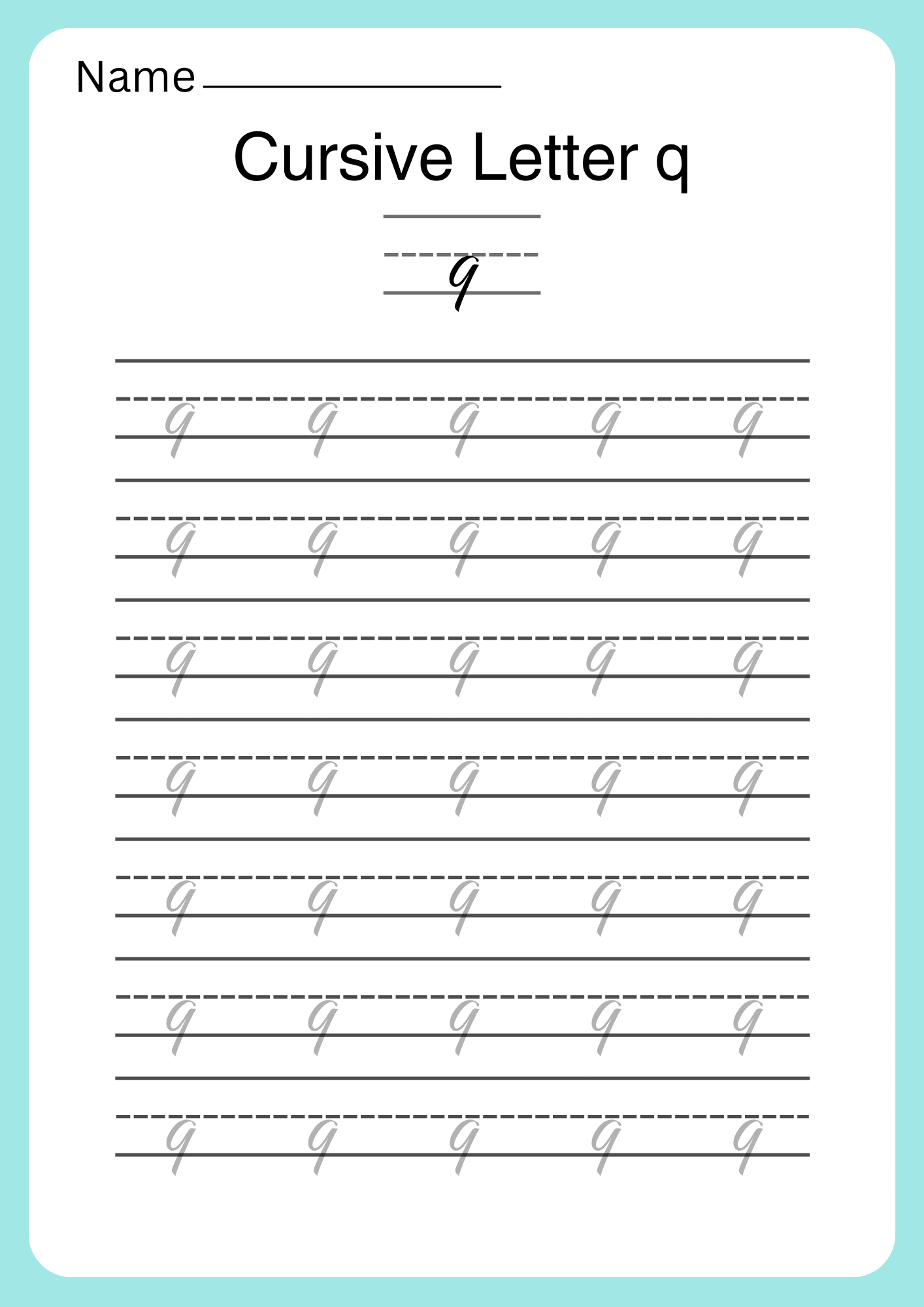 Small Letters Cursive Writing Worksheets A to Z