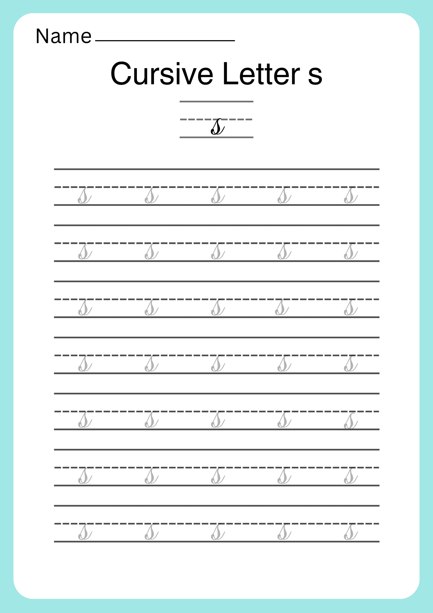 Lettre S En Cursive Cursive S Superstar Worksheets