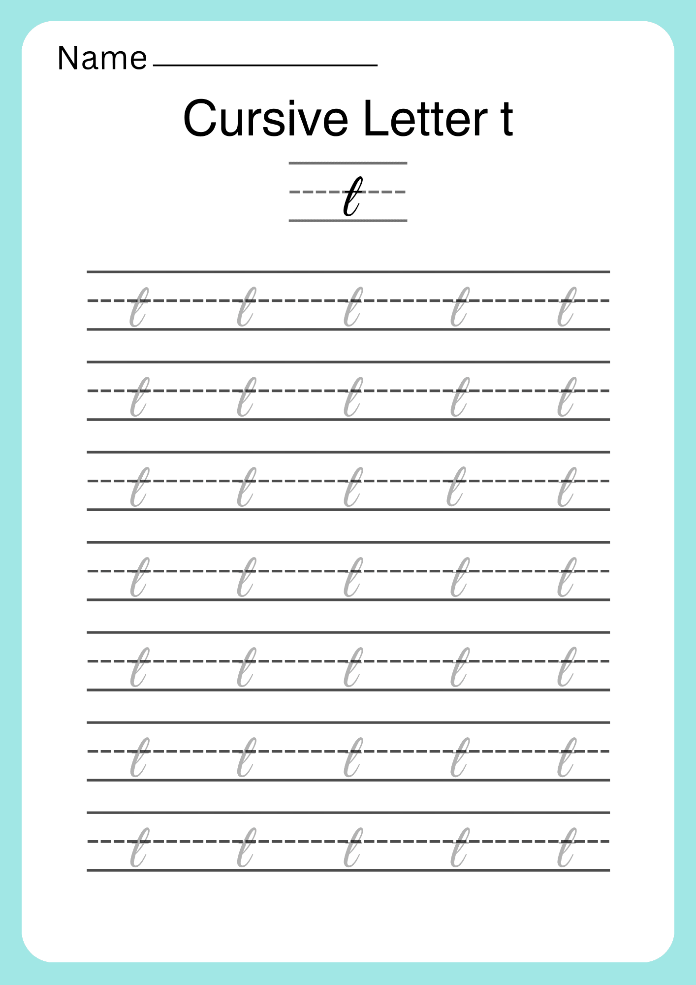 Small Letters Cursive Writing Worksheets A to Z
