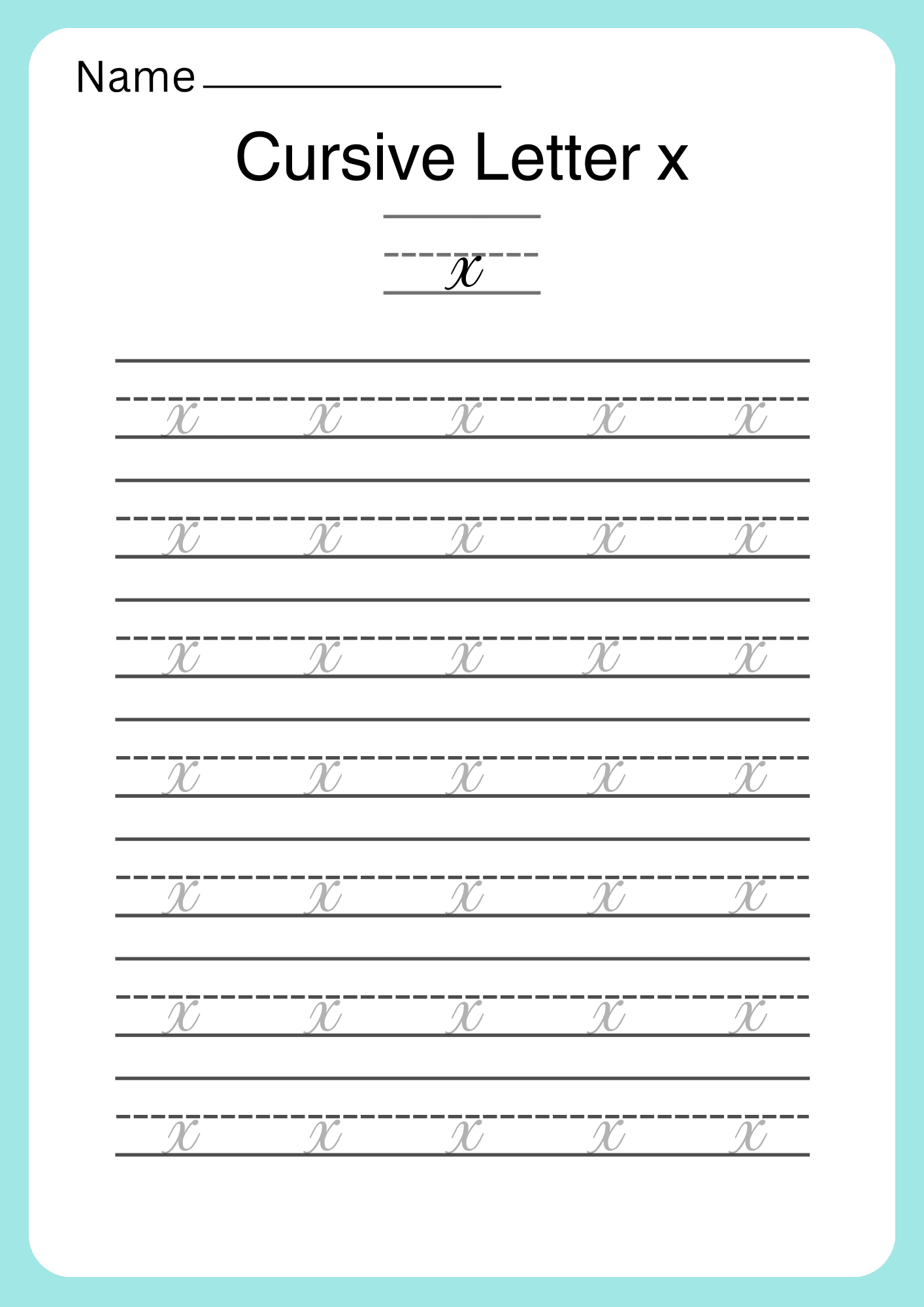 Small Letters Cursive Writing Worksheets A to Z