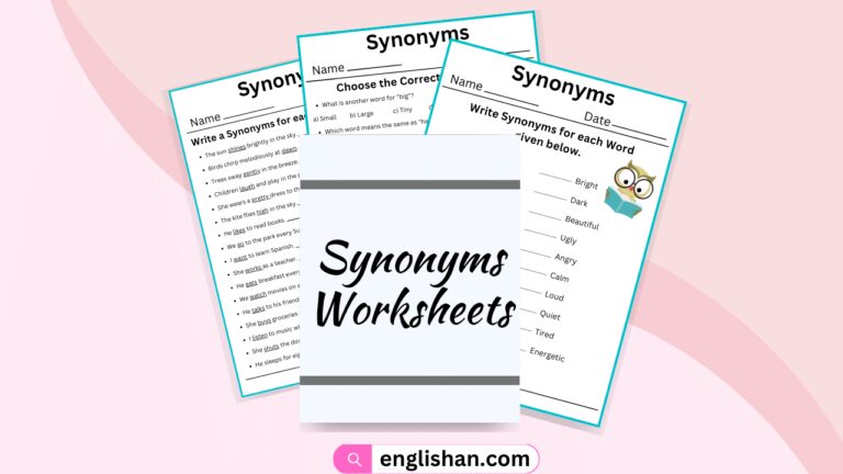 Antonyms Worksheets and Exercises with Answers in English • Englishan