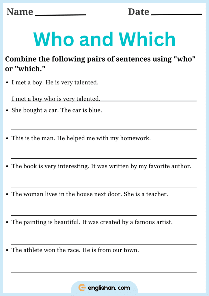 3 Printable Who and Which Worksheets with Answers