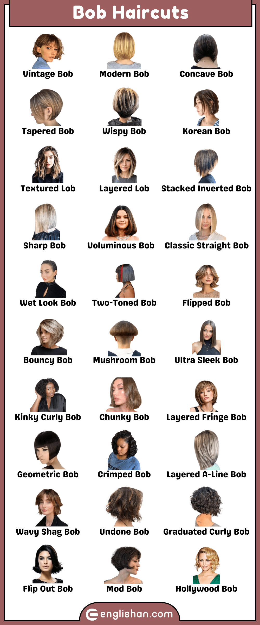 73 Types of Bob Haircuts With Pictures and Names