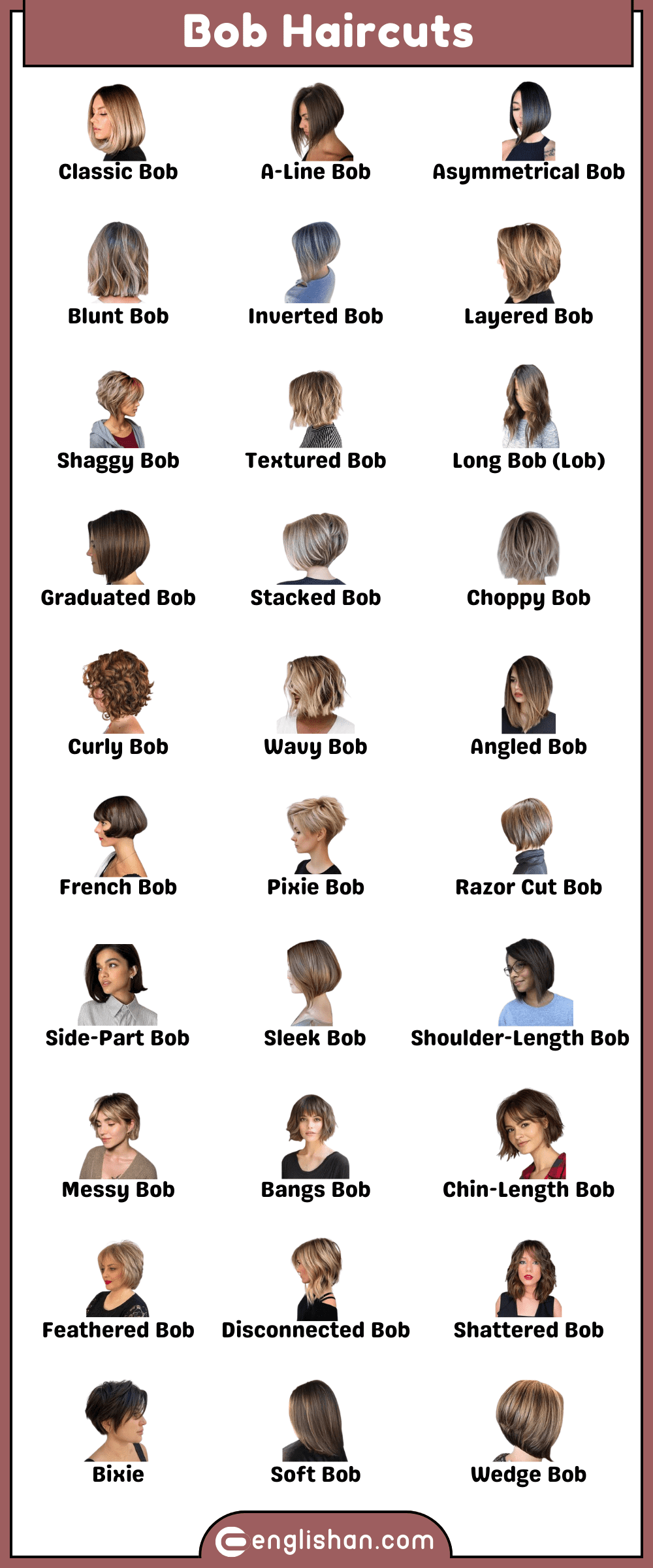73 Types of Bob Haircuts With Pictures and Names