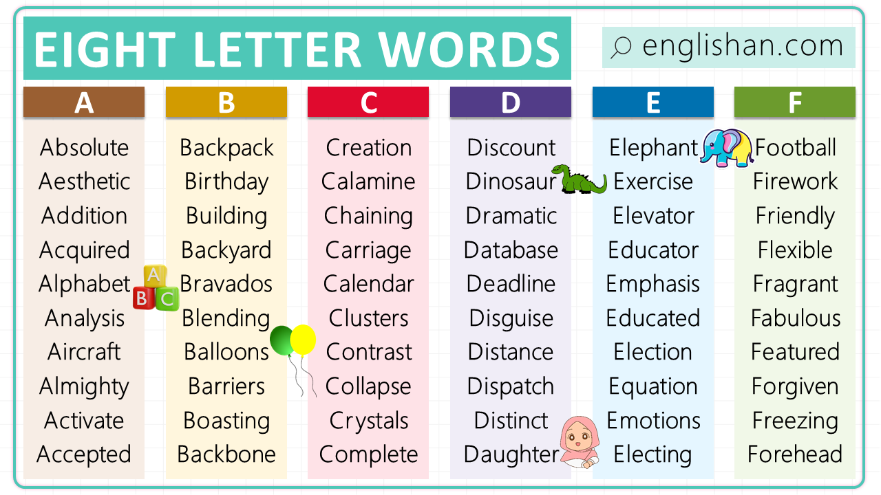 220 Eight Letter Words in English for ESL Learners • Englishan