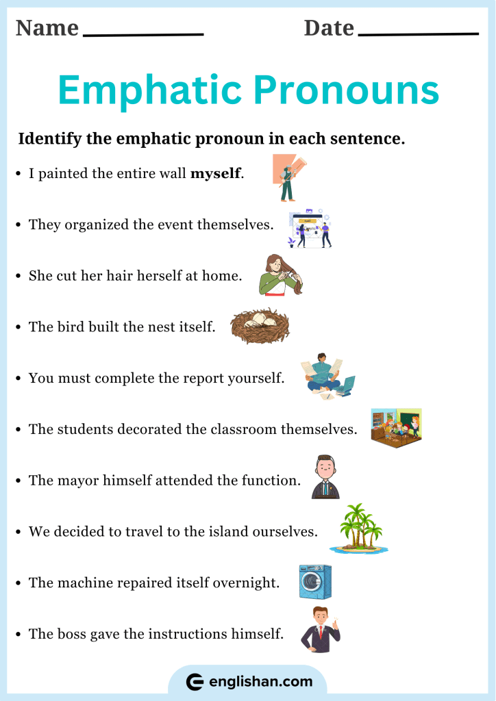 Emphatic Pronouns exercises with Answers