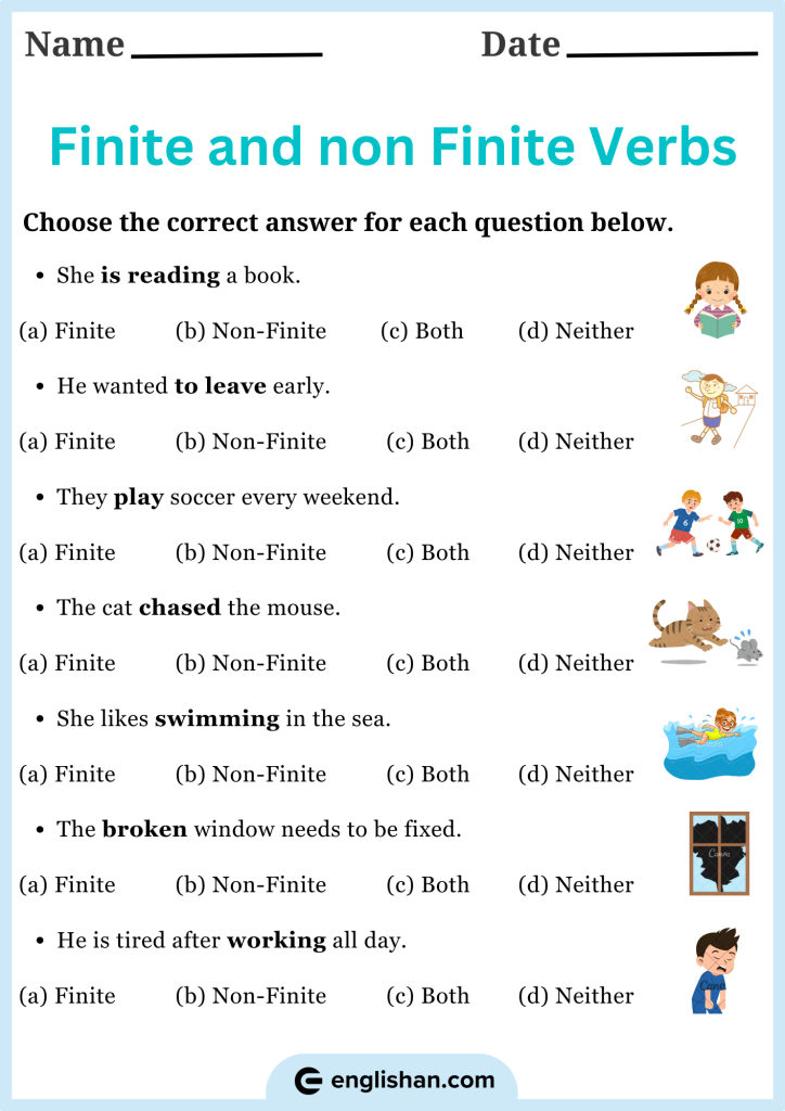 Finite and non Finite Verbs Worksheets with Answers Finite and non Finite Verbs Worksheets with Answers