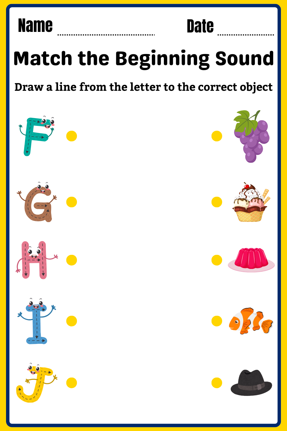 Match the Beginning Sound Worksheets | High-Quality PDF