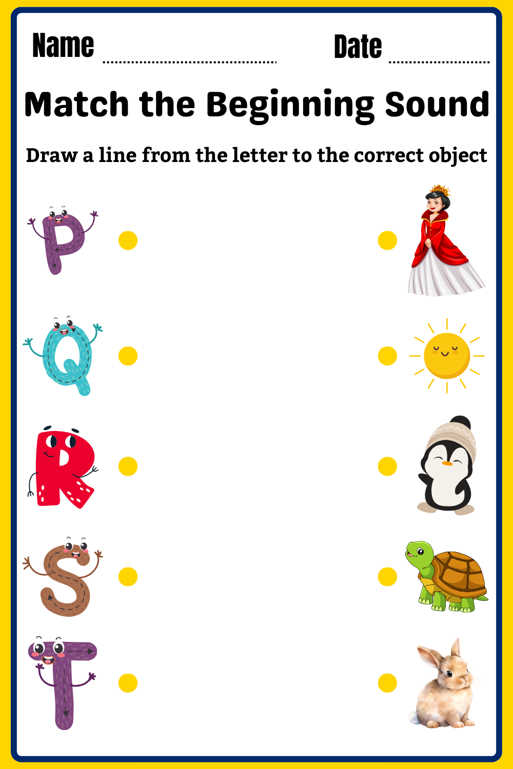 Match the Beginning Sound Worksheets | High-Quality PDF