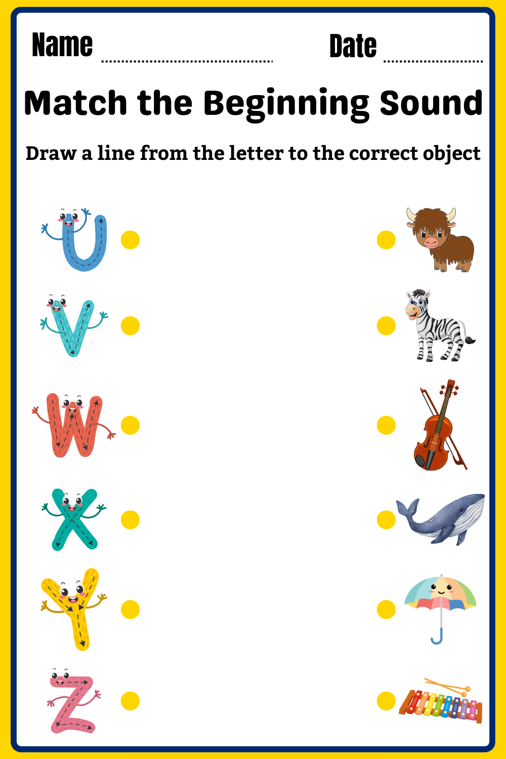 Match the Beginning Sound Worksheets | High-Quality PDF