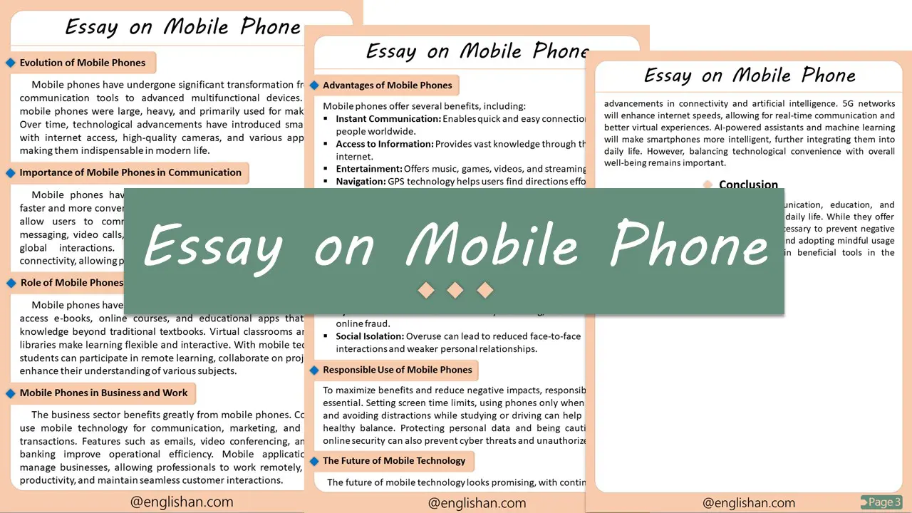 Mobile Phone Essay – 10 Lines, 250 Words, and 500 Words