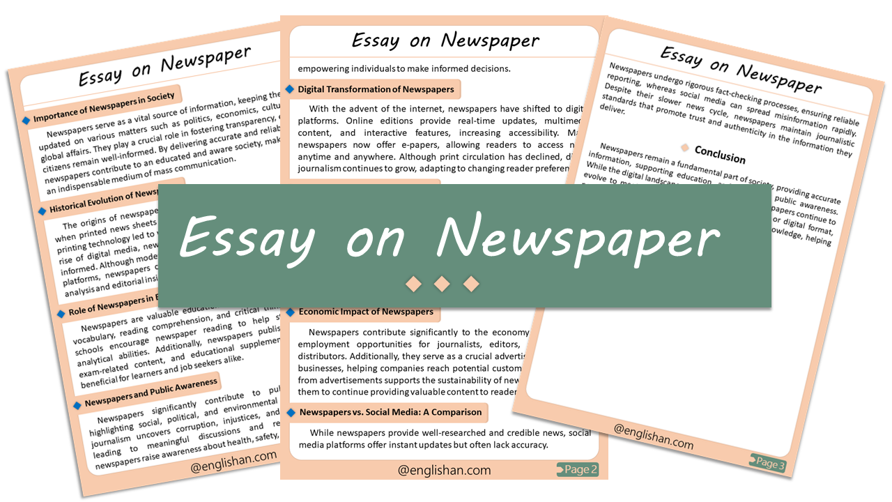 Newspaper Essay – 10 Lines, 250 Words, and 500 Words