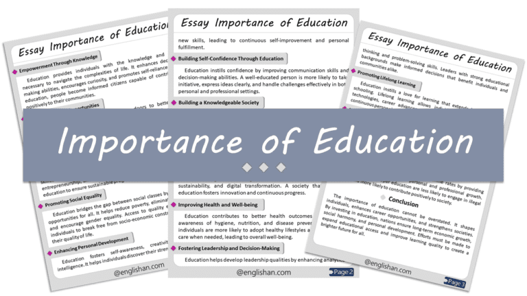 Education Essay – 10 Lines, 250 Words, and 500 Words