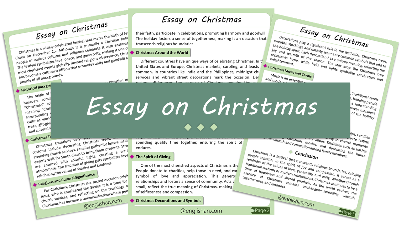Christmas Essay – 10 Lines, 250 Words, and 500 Words