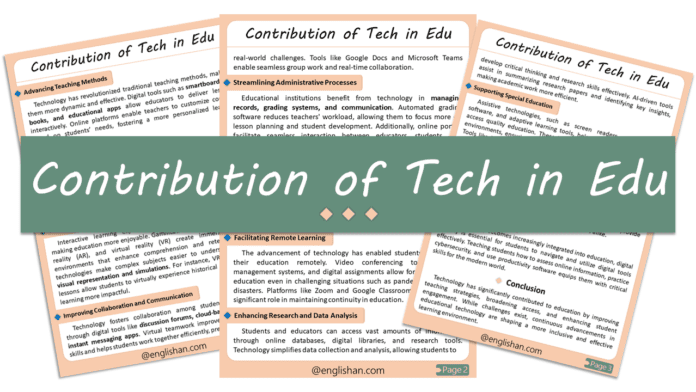 Contribution of Technology in Education Essay with Free PDF