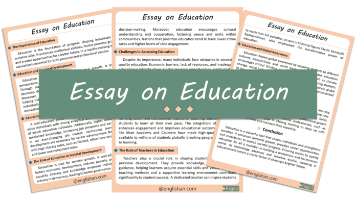 Education Essay – 10 Lines, 250 Words, and 500 Words