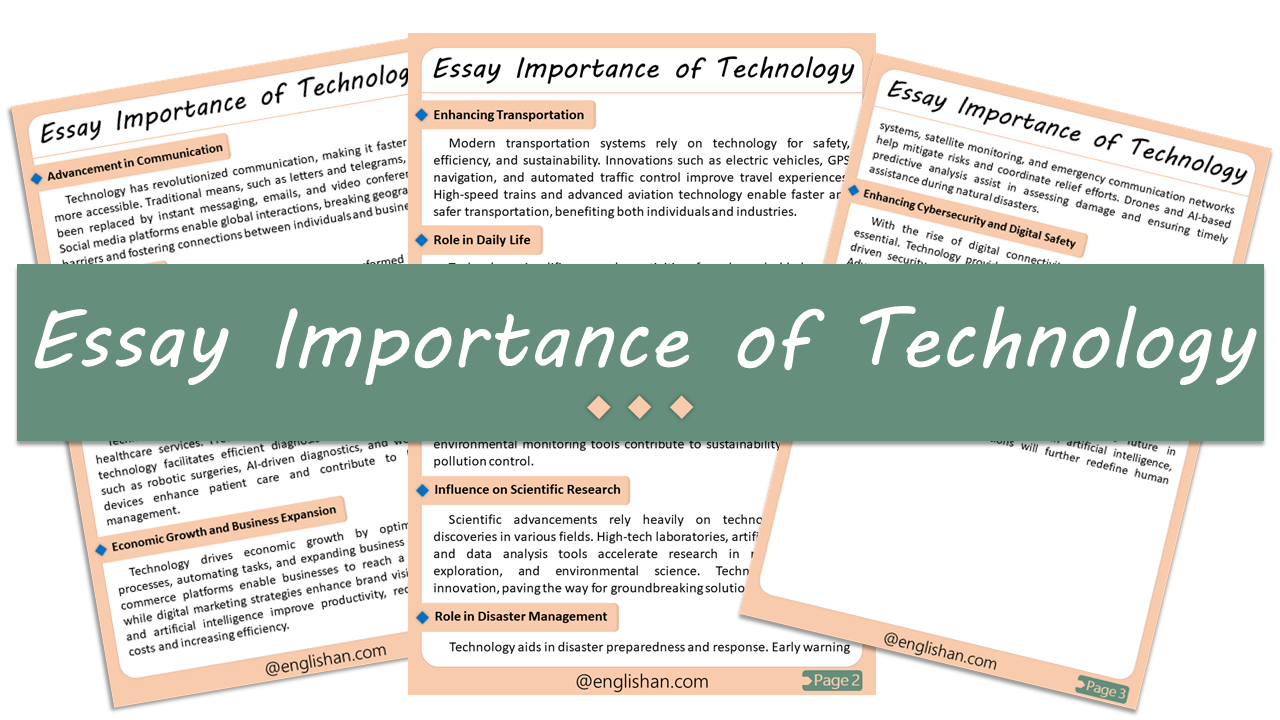 Importance of Technology Essay – 10 Lines and 500 Words