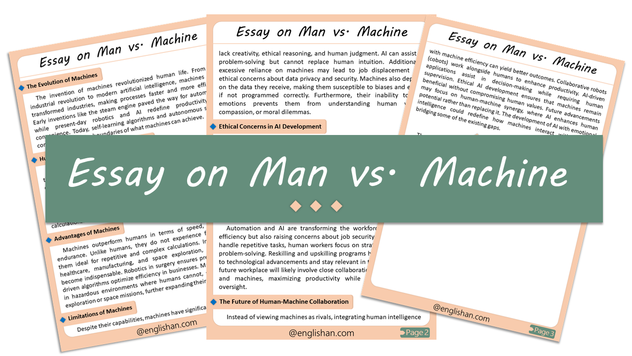 Man vs. Machine Essay – 10 Lines, 250 Words, and 500 Words