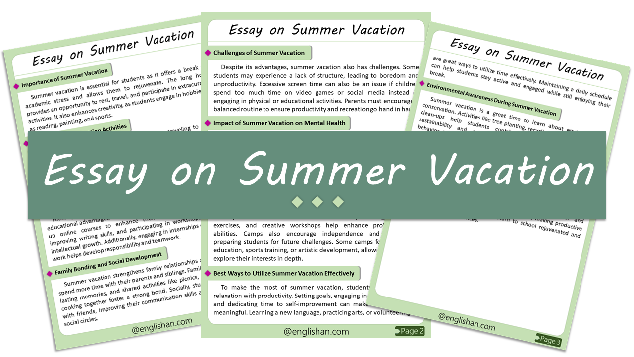 Summer Vacation Essay – 10 Lines, 250 Words, and 500 Words
