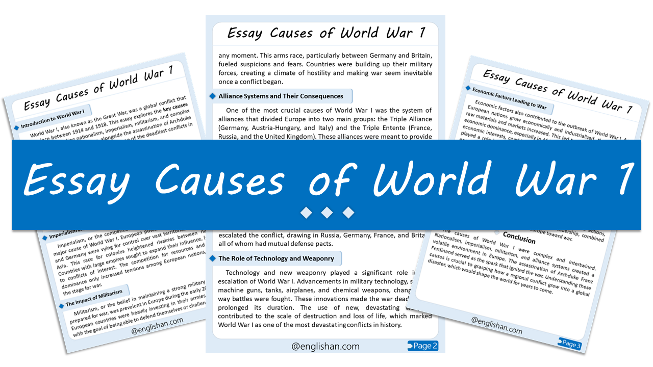 Causes of World War 1 Essay – 10 Lines, and 500 Words