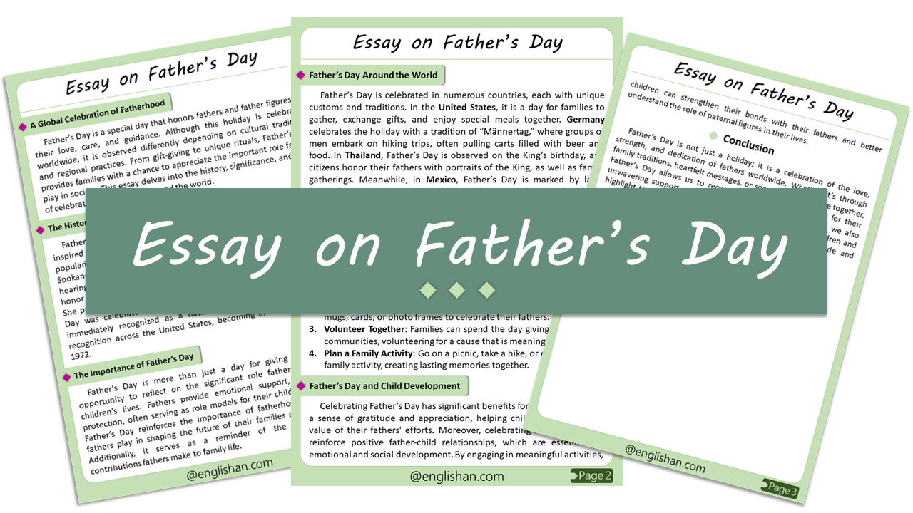Father’s Day Essay – 10 Lines, 250 Words, and 500 Words
