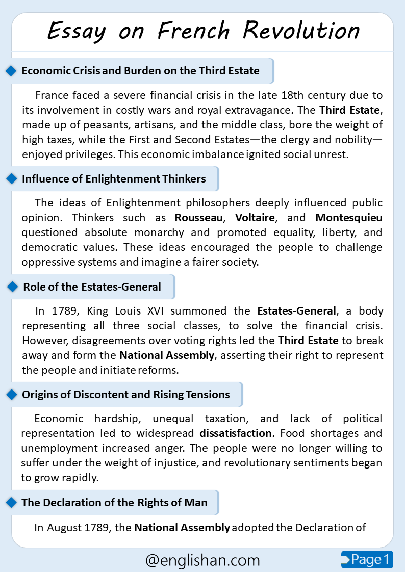 French Revolution Essay – 10 Lines, 250 Words, and 500 Words