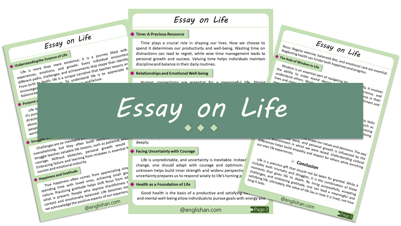 Life Essay – 10 Lines, 250 Words, and 500 Words