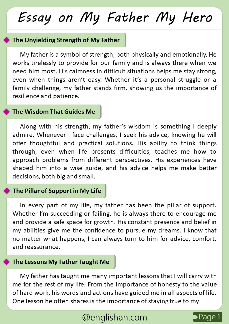 My Father My Hero Essay – 10 Lines, 250 Words, and 500 Words