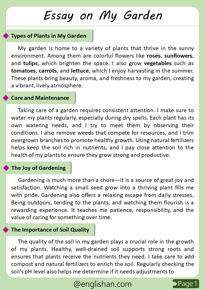 My Garden Essay – 10 Lines, 250 Words, and 500 Words