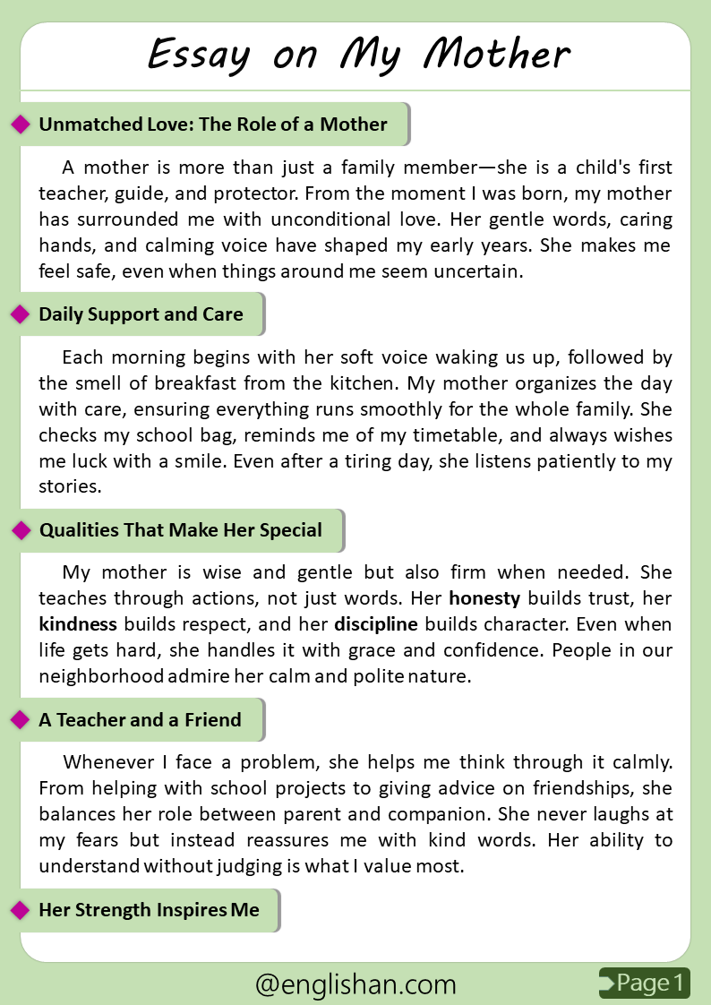 My Mother Essay – 10 Lines, 250 Words, and 500 Words