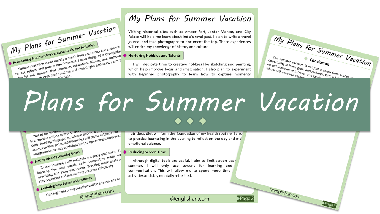 My Plans for Summer Vacation Essay – 10 Lines, and 500 Words
