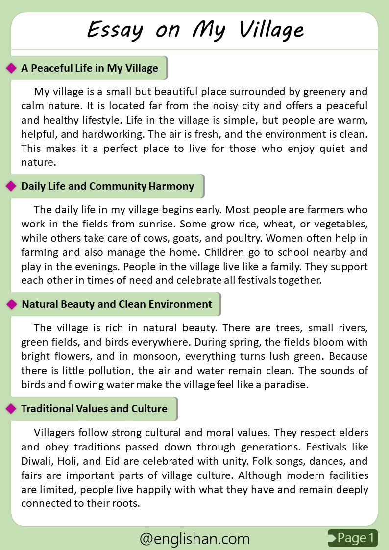 My Village Essay – 10 Lines, 250 Words, and 500 Words