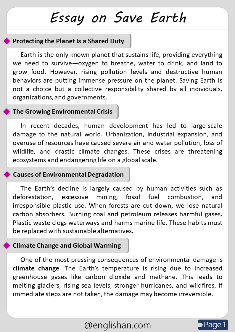 Save Earth Essay – 10 Lines, 250 Words, and 500 Words
