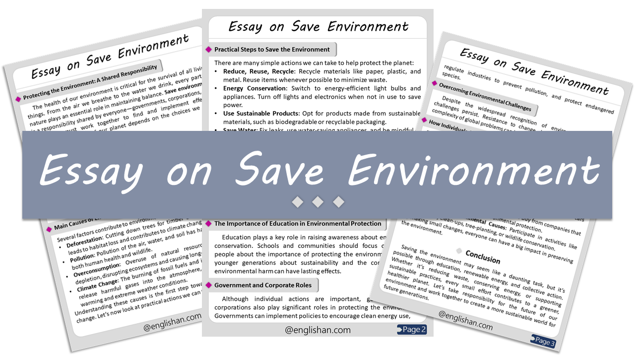 Save Environment Essay – 10 Lines, 250 Words, and 500 Words