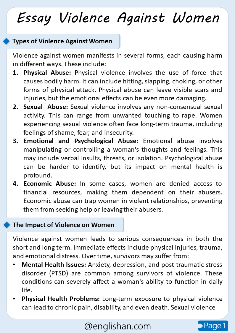 Violence Against Women Essay – 10 Lines, and 500 Words