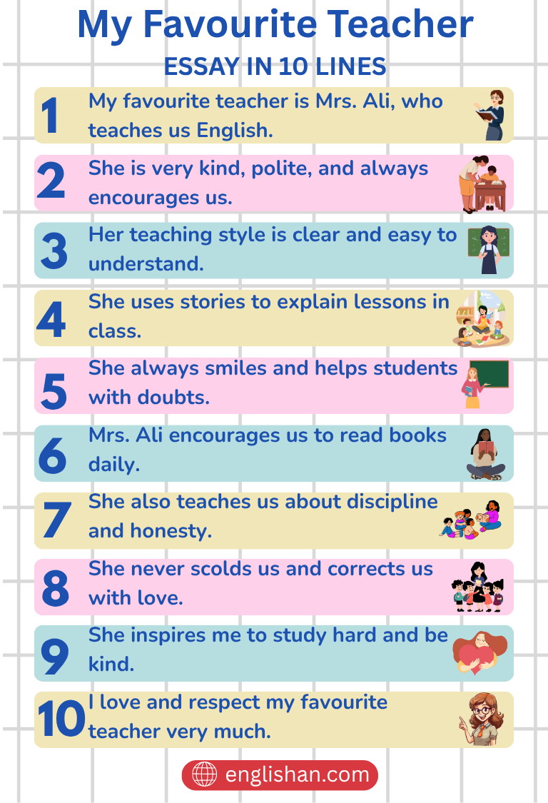 My Favourite Teacher Essay – 10 Lines, and 500 Words