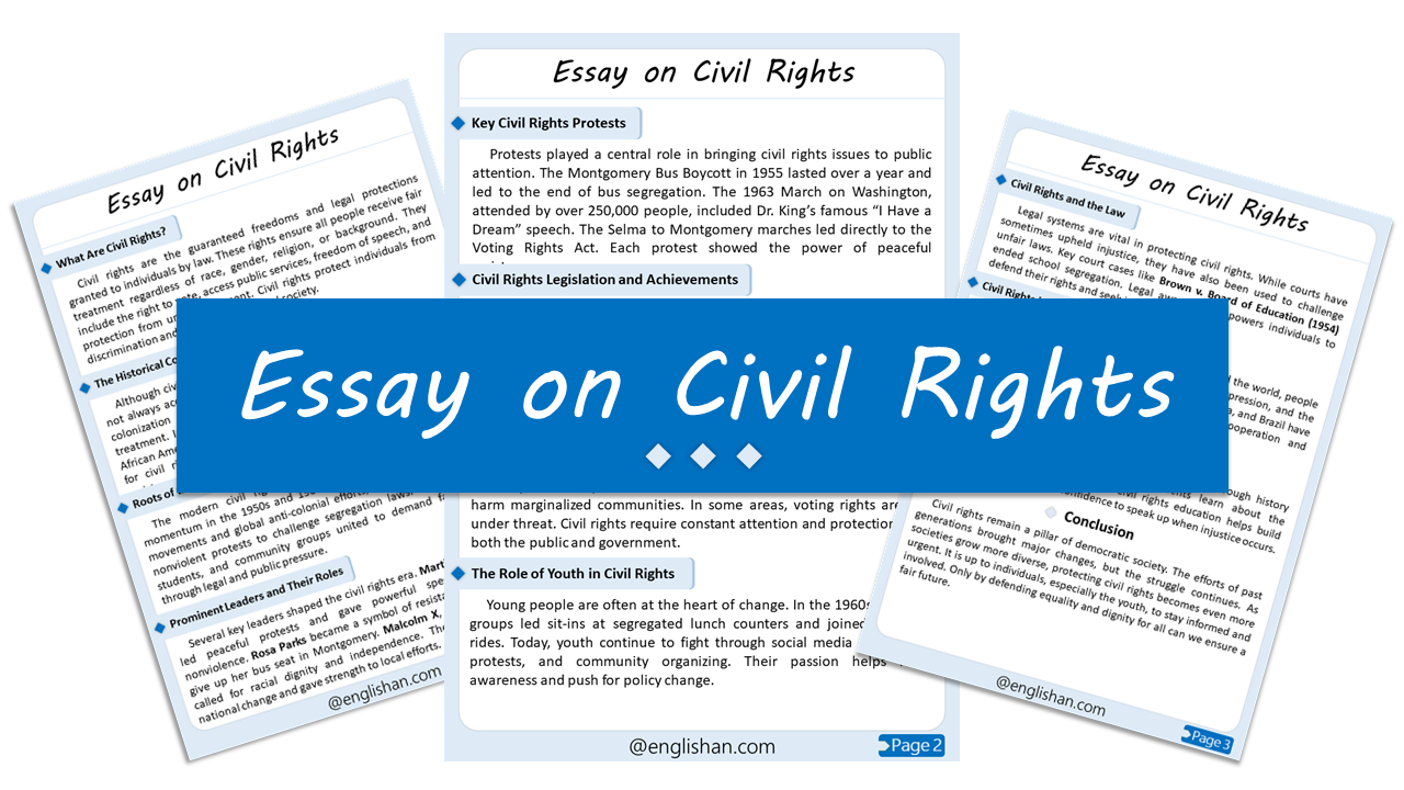 Civil Rights Essay – 10 Lines, 250 Words, and 500 Words